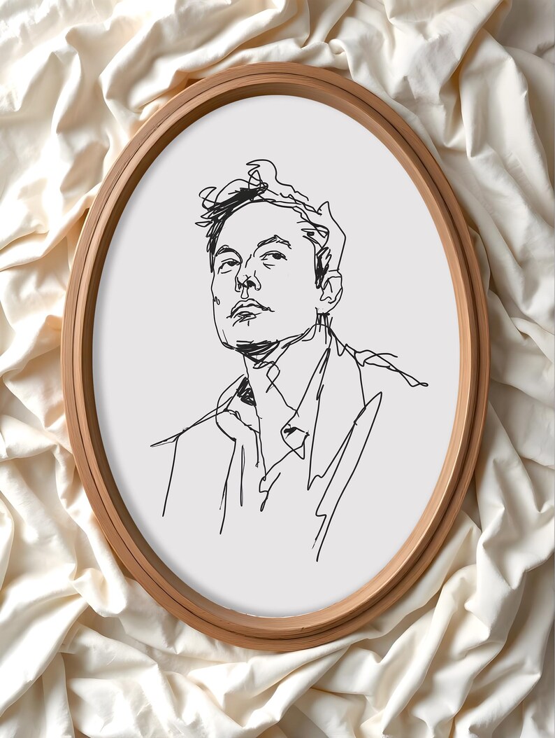 Elon Musk Line Drawing, Elon Musk Portrait Sketch, Cool Elon Musk ...