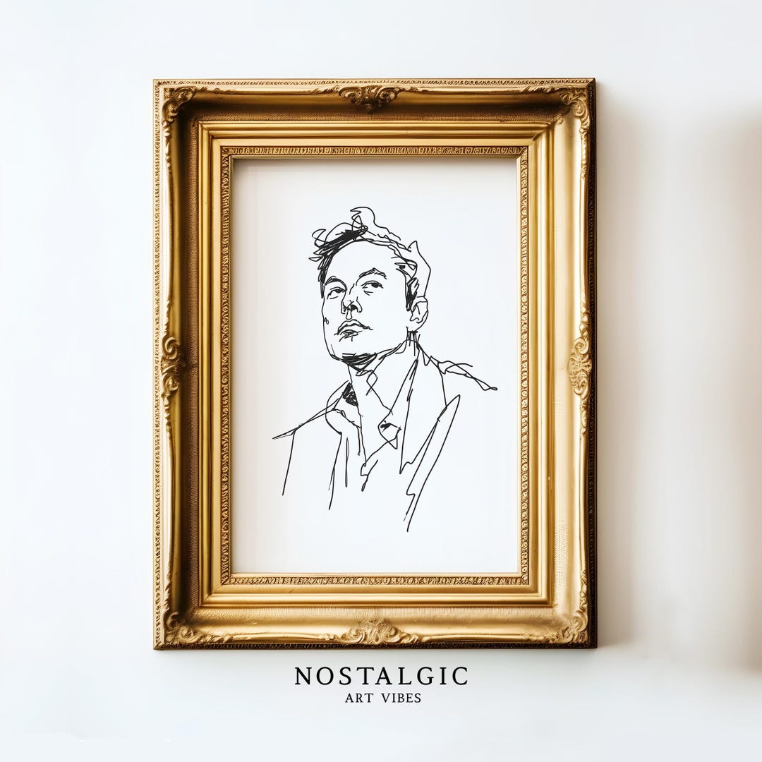 Elon Musk Line Drawing, Elon Musk Portrait Sketch, Cool Elon Musk ...