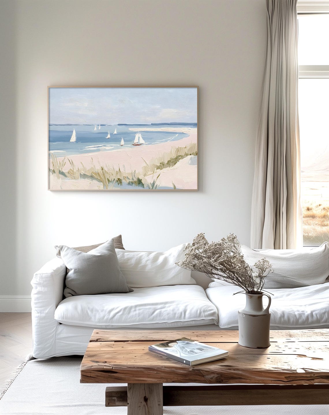 Coastal Wall Art, Beach Scene Print, Sailboat Artwork, Summer Beach ...