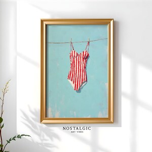 Cute Summer Art, Summer Wall Art, Blue Summer Painting, Swimsuit ...