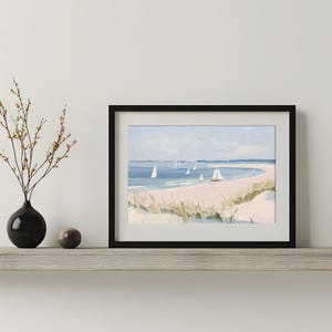 Coastal Wall Art, Beach Scene Print, Sailboat Artwork, Summer Beach ...