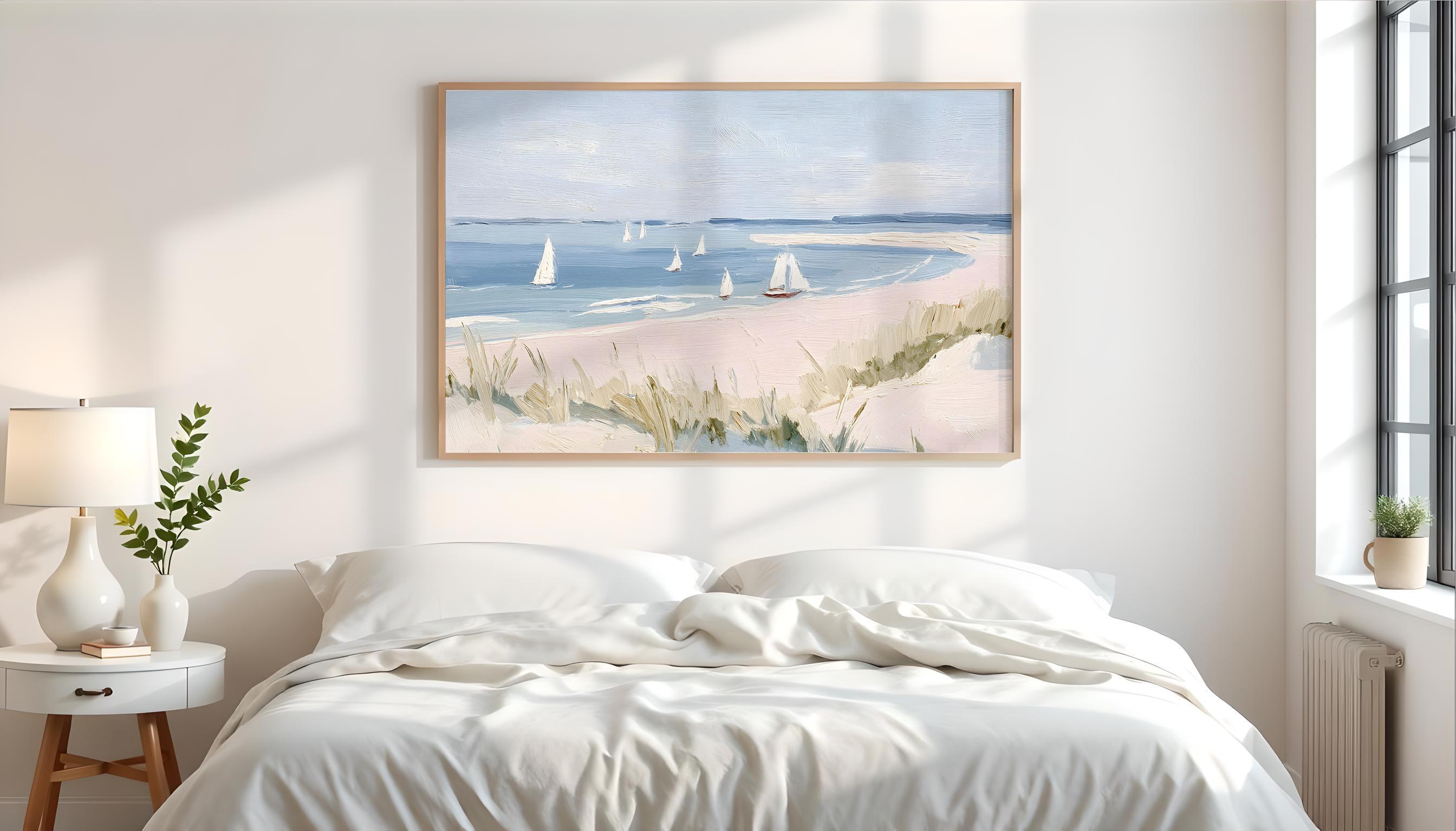 Coastal Wall Art, Beach Scene Print, Sailboat Artwork, Summer Beach ...
