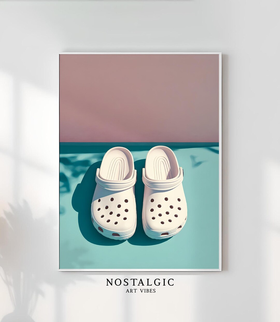 White Crocs Wall Art, Minimalist Pop Art Print, Retro Aesthetic Digital ...