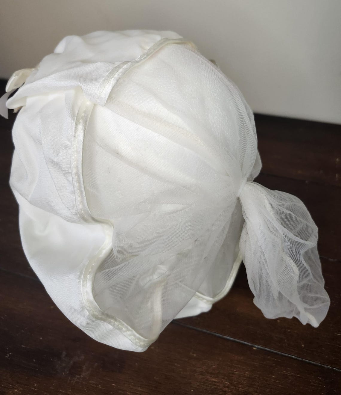 Vintage Antique Cream Mesh and Satin Night Cap Sleeping Bonnet - Etsy