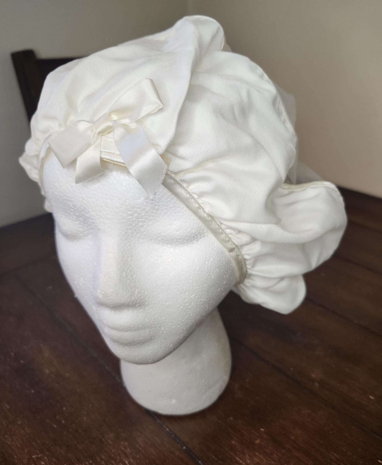 Vintage Antique Cream Mesh and Satin Night Cap Sleeping Bonnet - Etsy