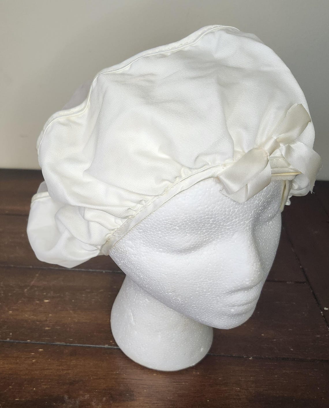 Vintage Antique Cream Mesh and Satin Night Cap Sleeping Bonnet - Etsy