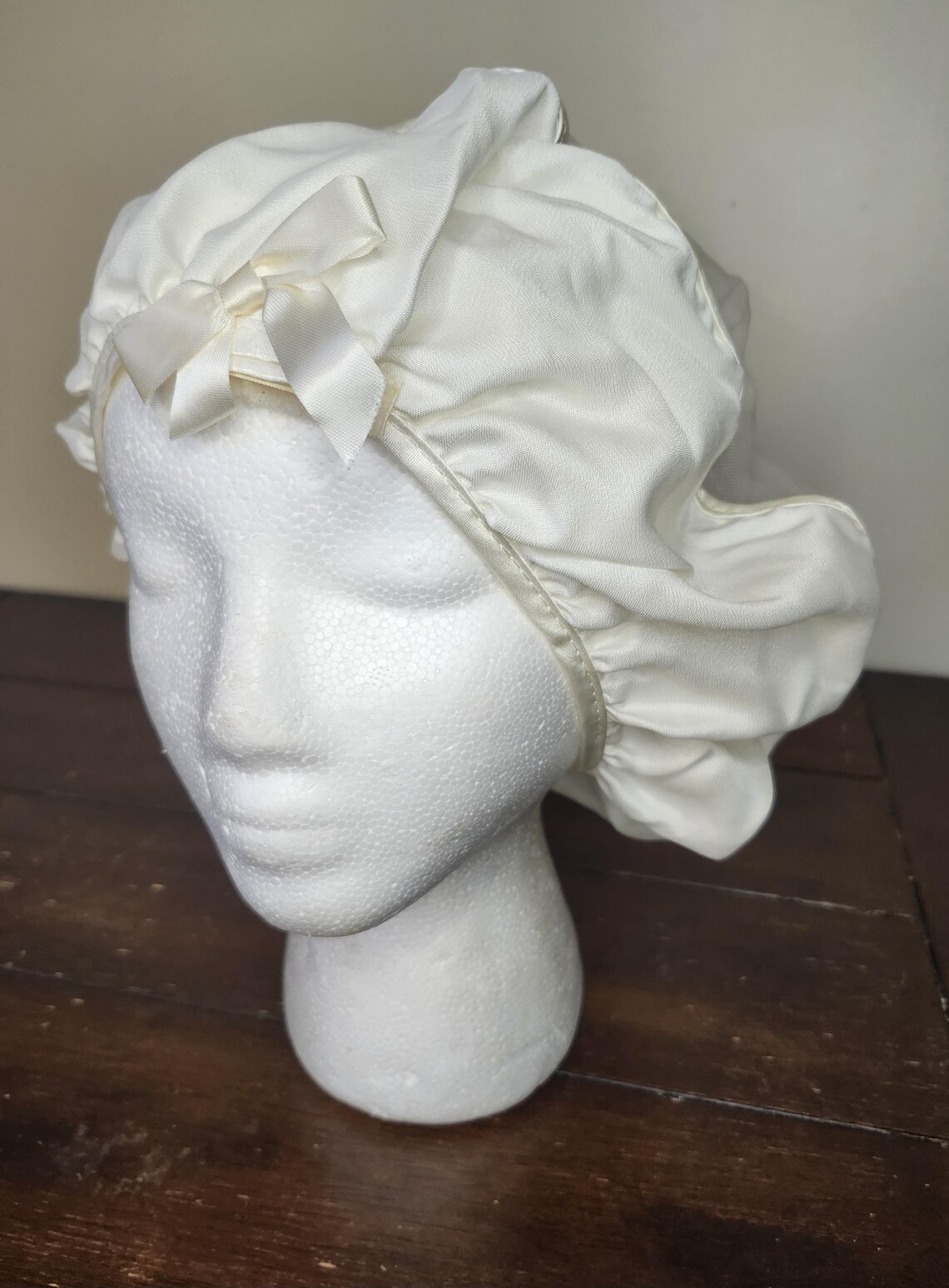Vintage Antique Cream Mesh and Satin Night Cap Sleeping Bonnet - Etsy