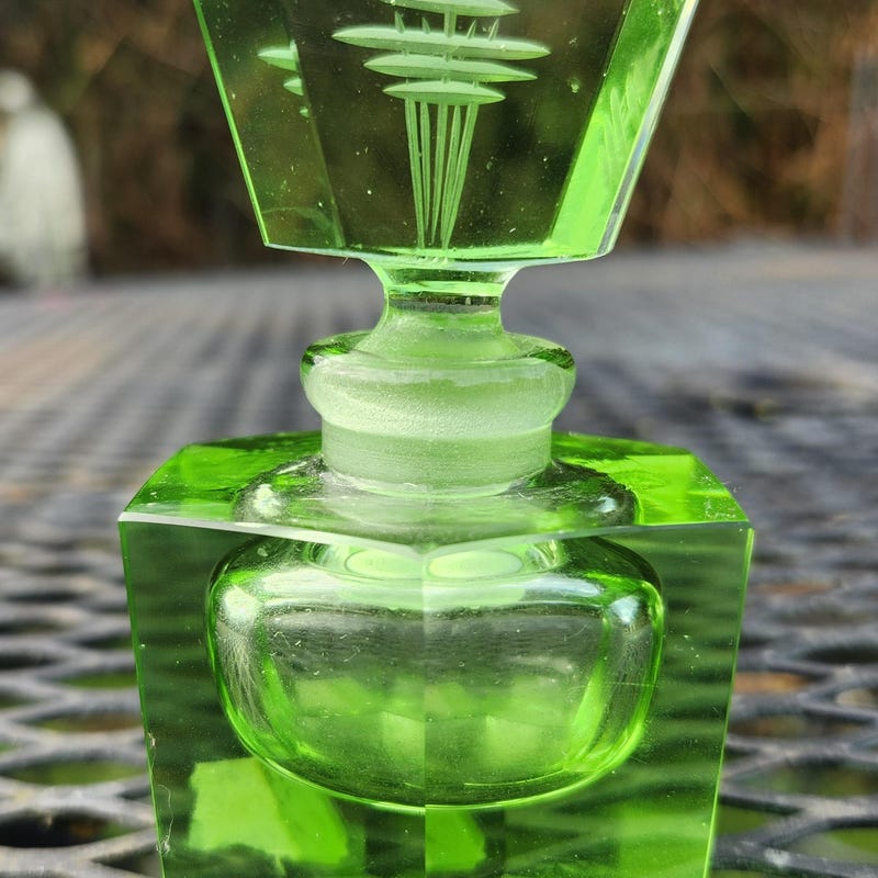 Green Czech Perfume Bottle - Etsy