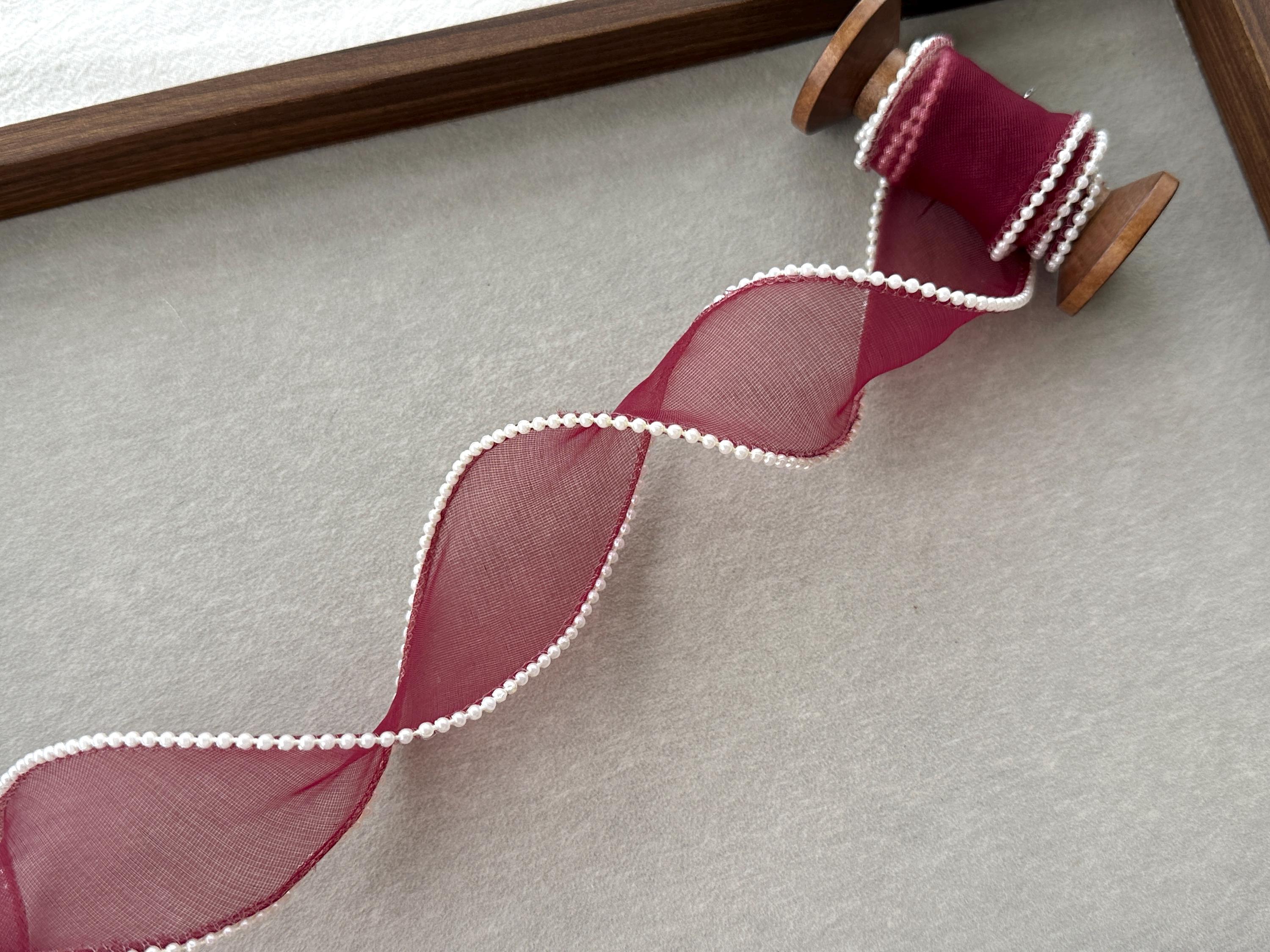 2 Inch Pearl Edge Ribbon,high Quality Organza Ribbon,diy Clothing ...