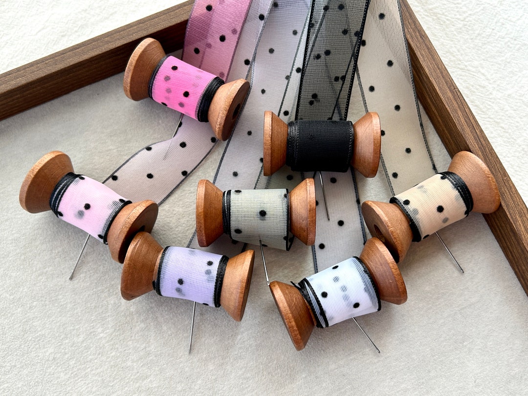 25 Mm Wide Ribbon,black Polka Dot Gauze Ribbon,trending Ribbon, Premium ...