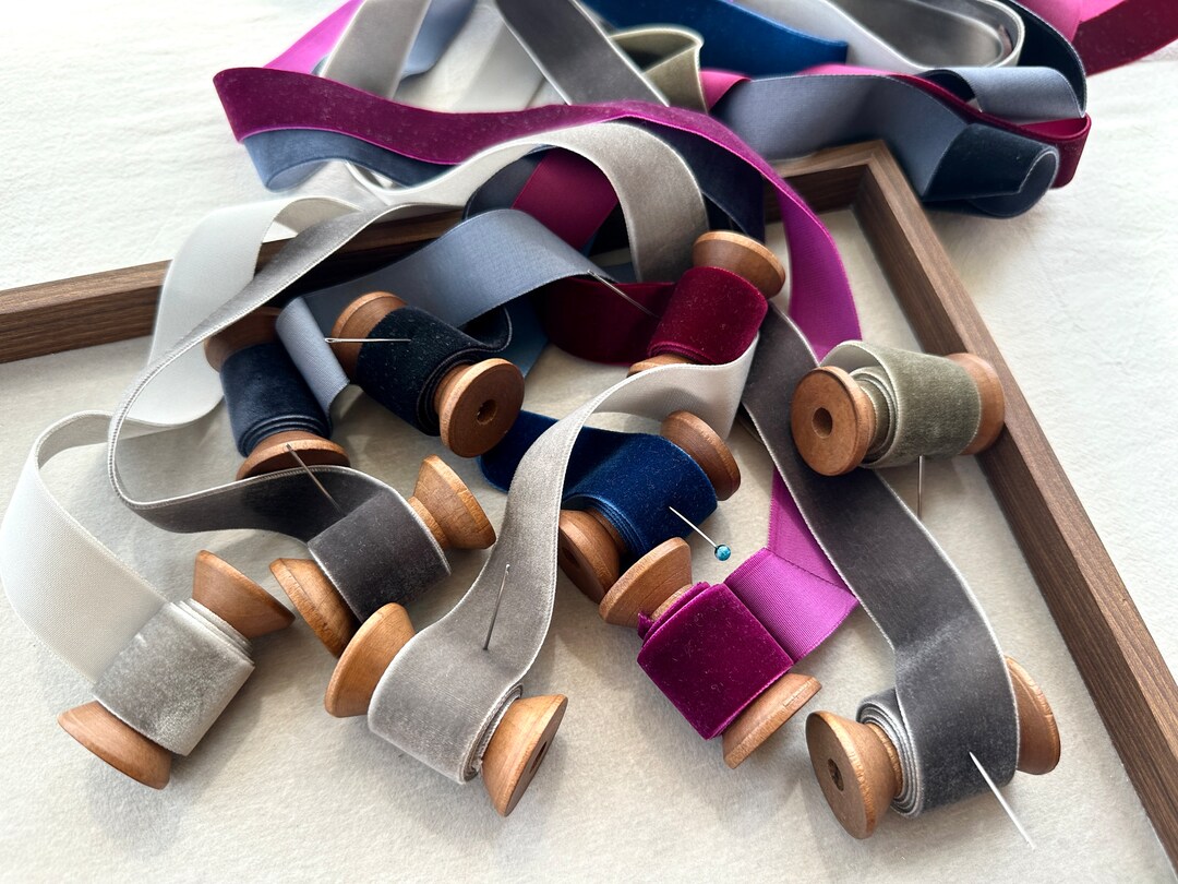 1 Inch Wide Grey Velvet Ribbon,wide Velvet Ribbon,single Faced Velvet ...
