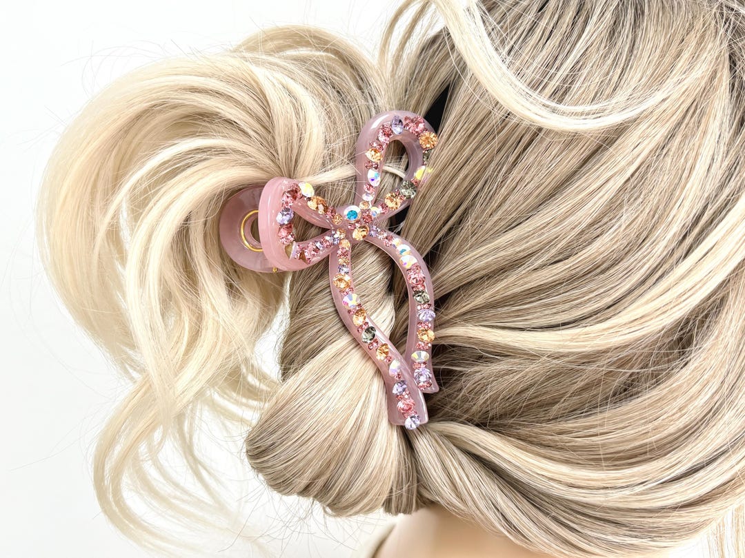 Pink Bow Hair Claw,simple Shape Claw,women's Hair Clip,hair Accessories ...