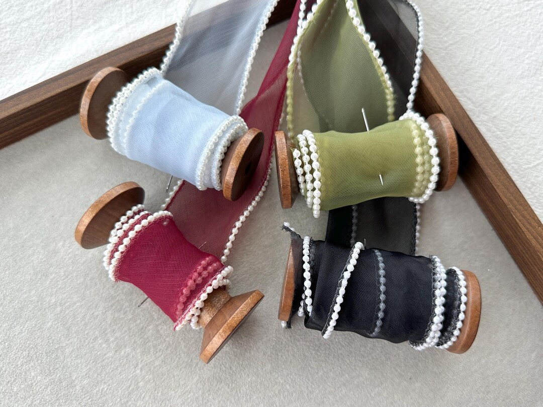 50 Mm High Quality Organza Ribbon,ribbon With Pearl Edge,pearled Ribbon ...