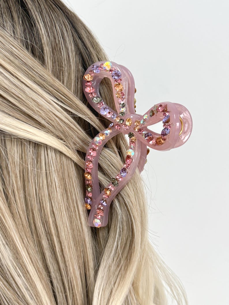Pink Bow Hair Claw,simple Shape Claw,women's Hair Clip,hair Accessories ...