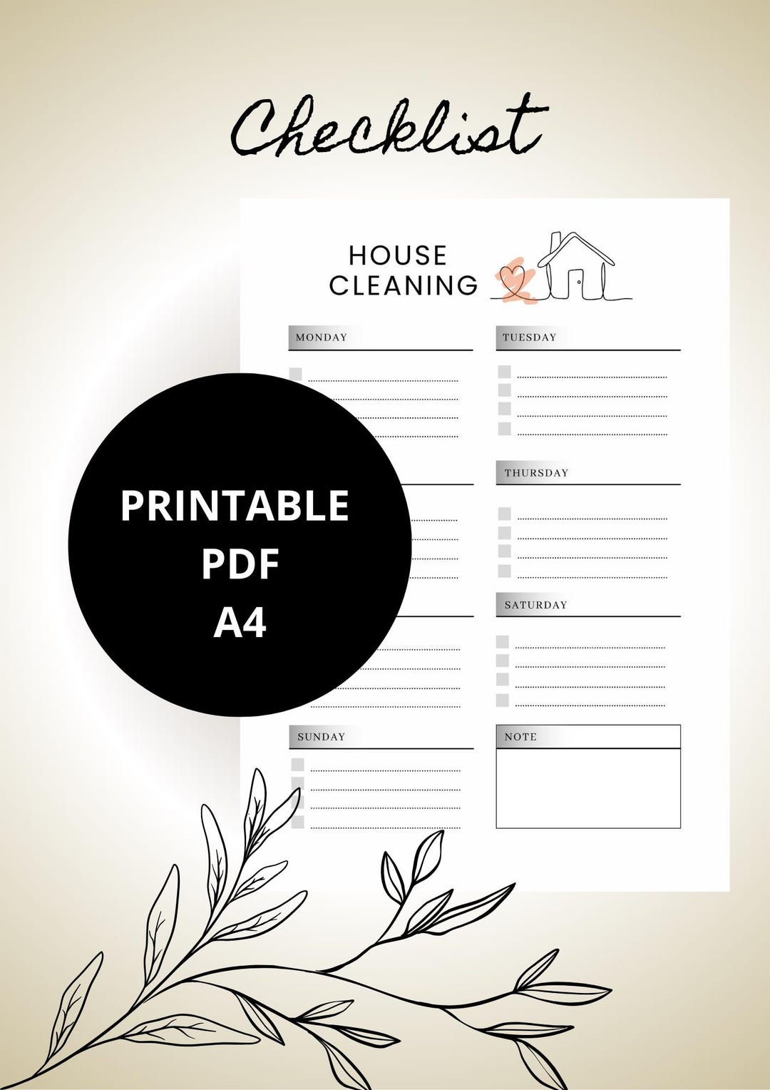 Printable Weekly Cleaning Checklist - Stay Organized and Tidy All Week ...