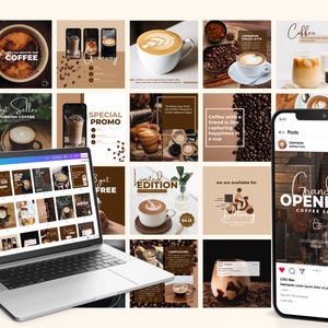 50 Coffee Instagram Post Template, Brown Aesthetics Coffee Template ...