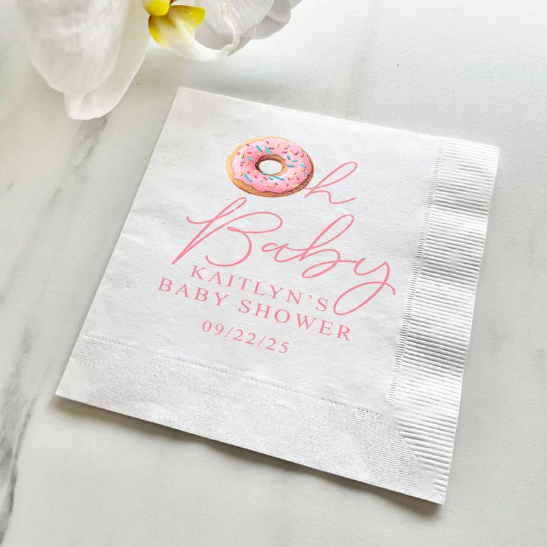 Oh Baby Donut Baby Shower Napkins, Personalized Beverage Napkins - Etsy
