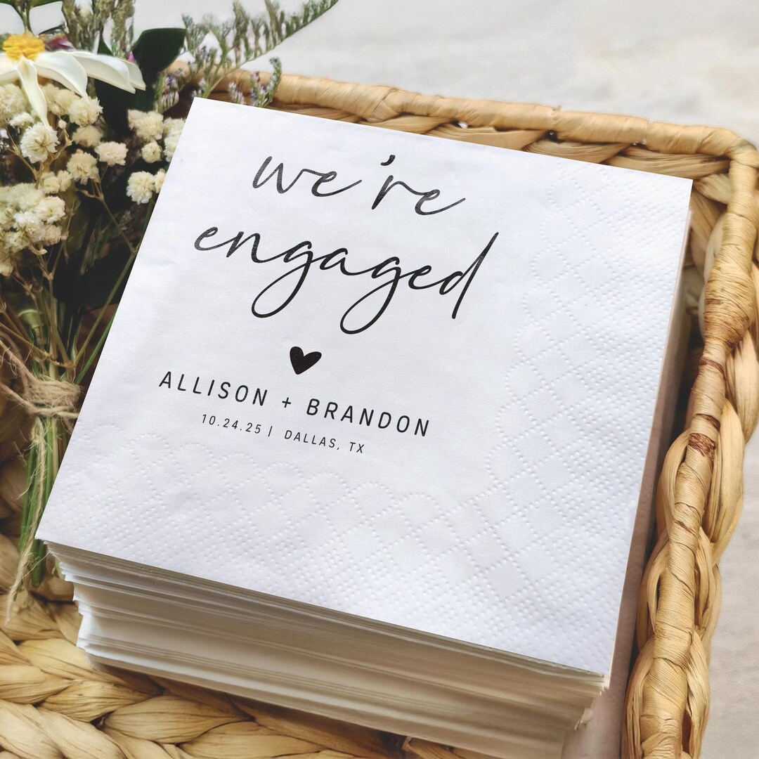 Custom We're Engaged Napkins, Engagement Napkins, Party Decorations - Etsy
