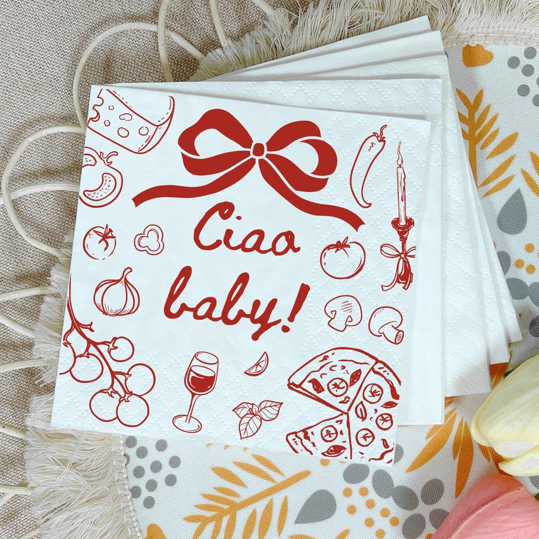 Custom Ciao Baby Shower Napkins, Pizza Slice Decor, Italian Theme - Etsy