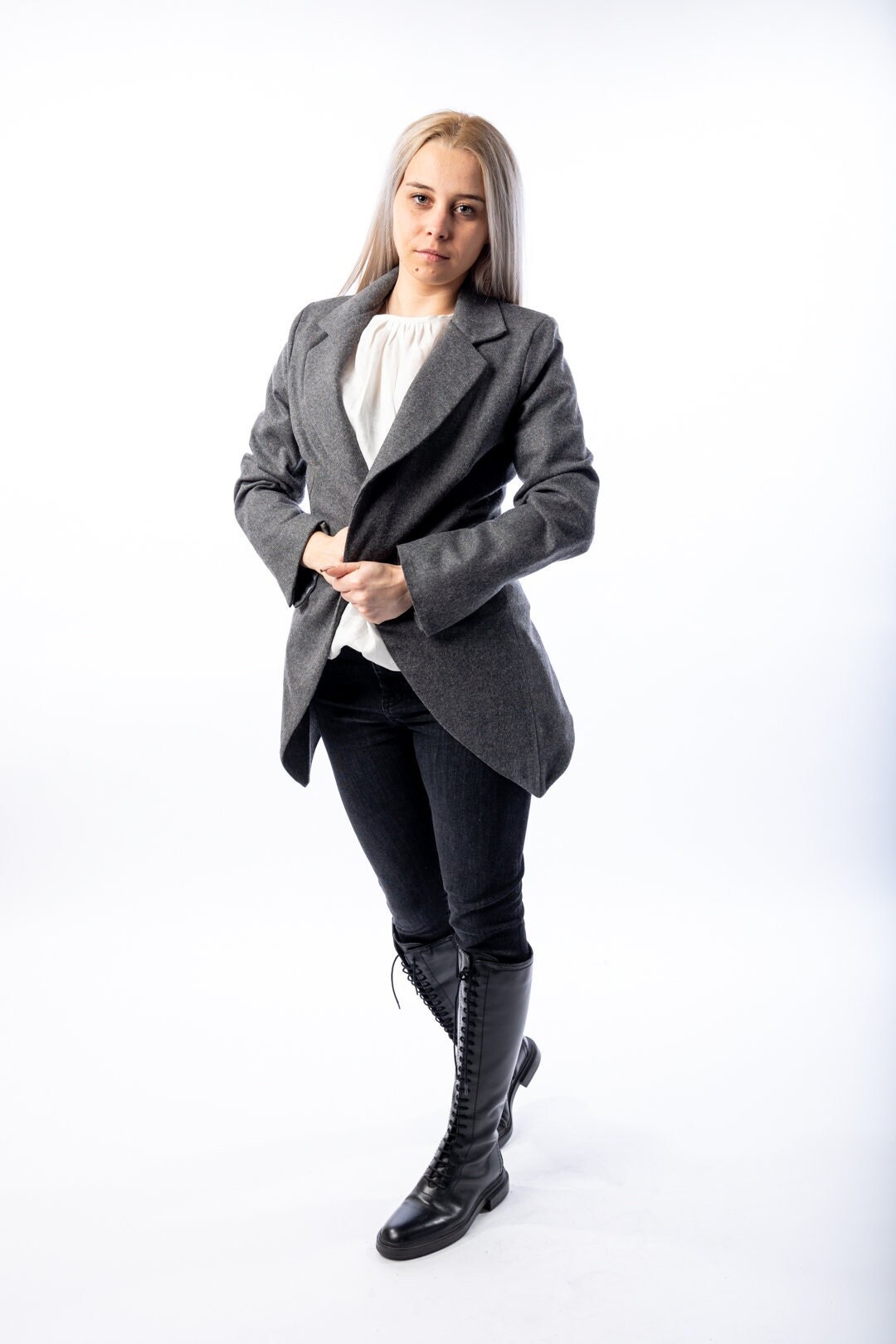 Grey Frack Suit Jacket: Tailored Fit Cotton-polyester Blend - Etsy