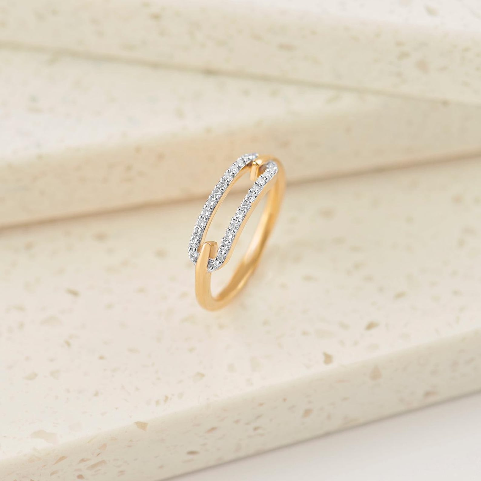 Diamond Paperclip Ring in 14K Yellow Gold - Etsy