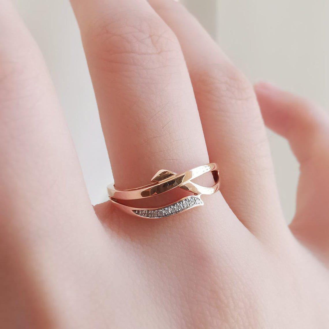 Rose Gold Diamond Knot Ring, Infinity Knot Ring, Gold Infinity Knot Diamond Ring, Gold ...
