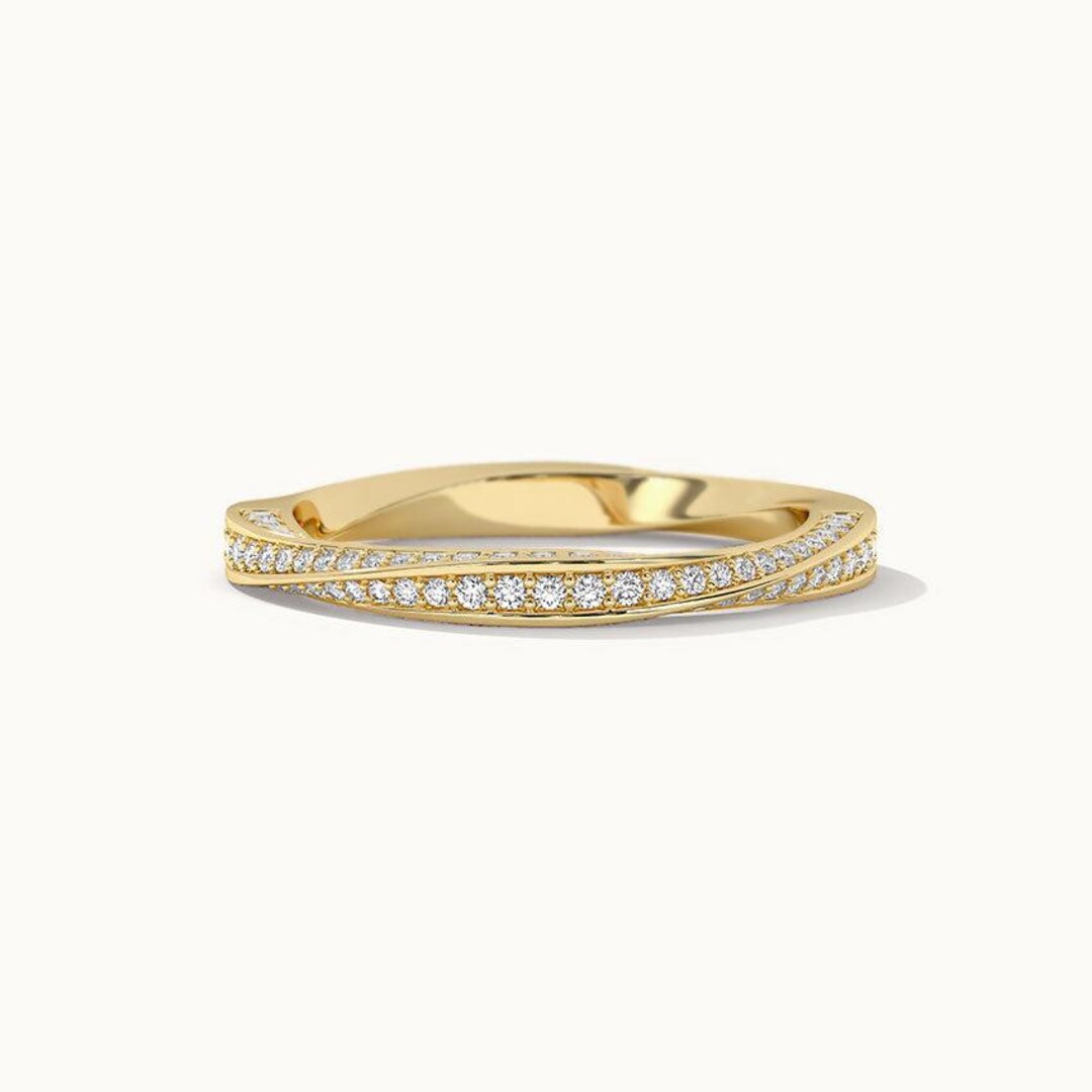 Mobius Diamond Wedding Band, Diamond Wedding Eternity Band, 2mm Mobius ...