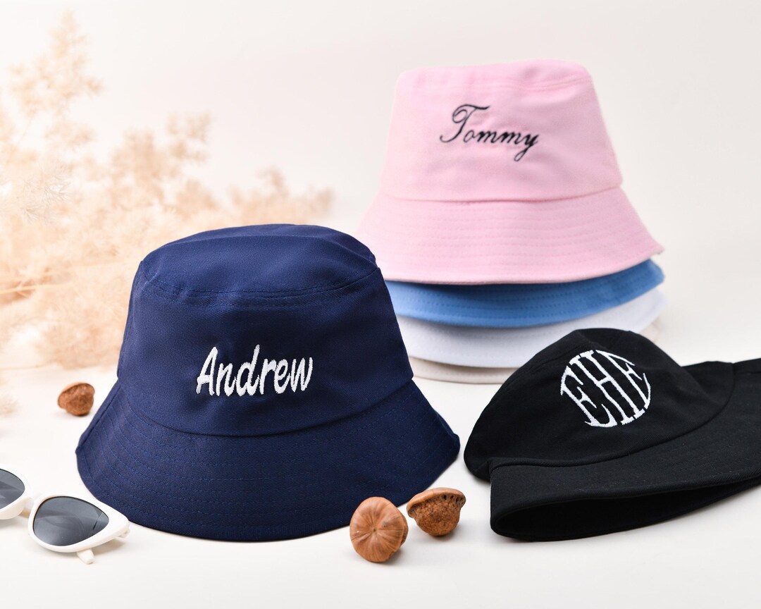 Custom Embroidered Bucket Hats, Stylish Bridal Shower Accessories ...