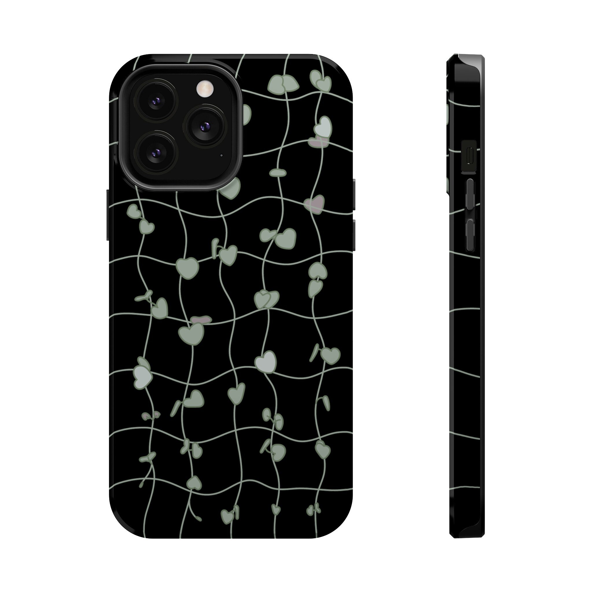 String of Hearts Wobbly Grid Lines Black Phone Case Magsafe Tough Cases ...