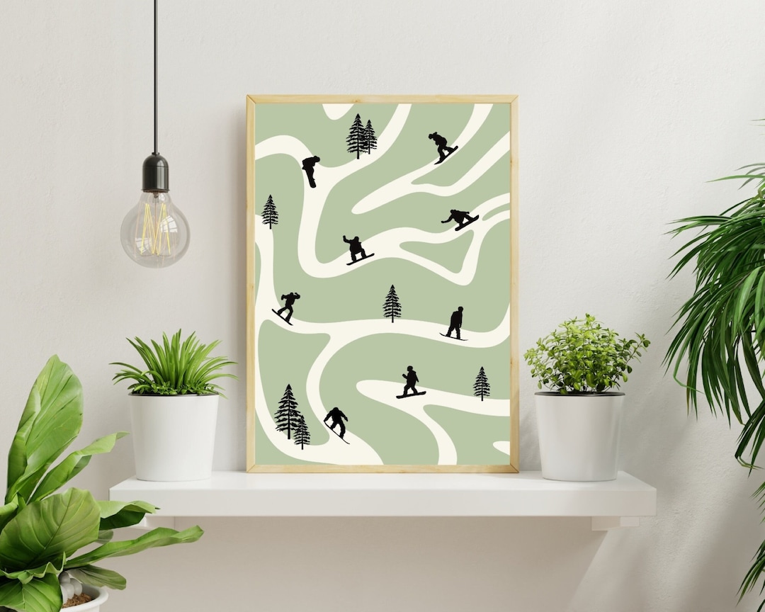 Retro Snowboard Wall Art PRINTABLE, Snowboard Poster, Vintage Snowboard ...