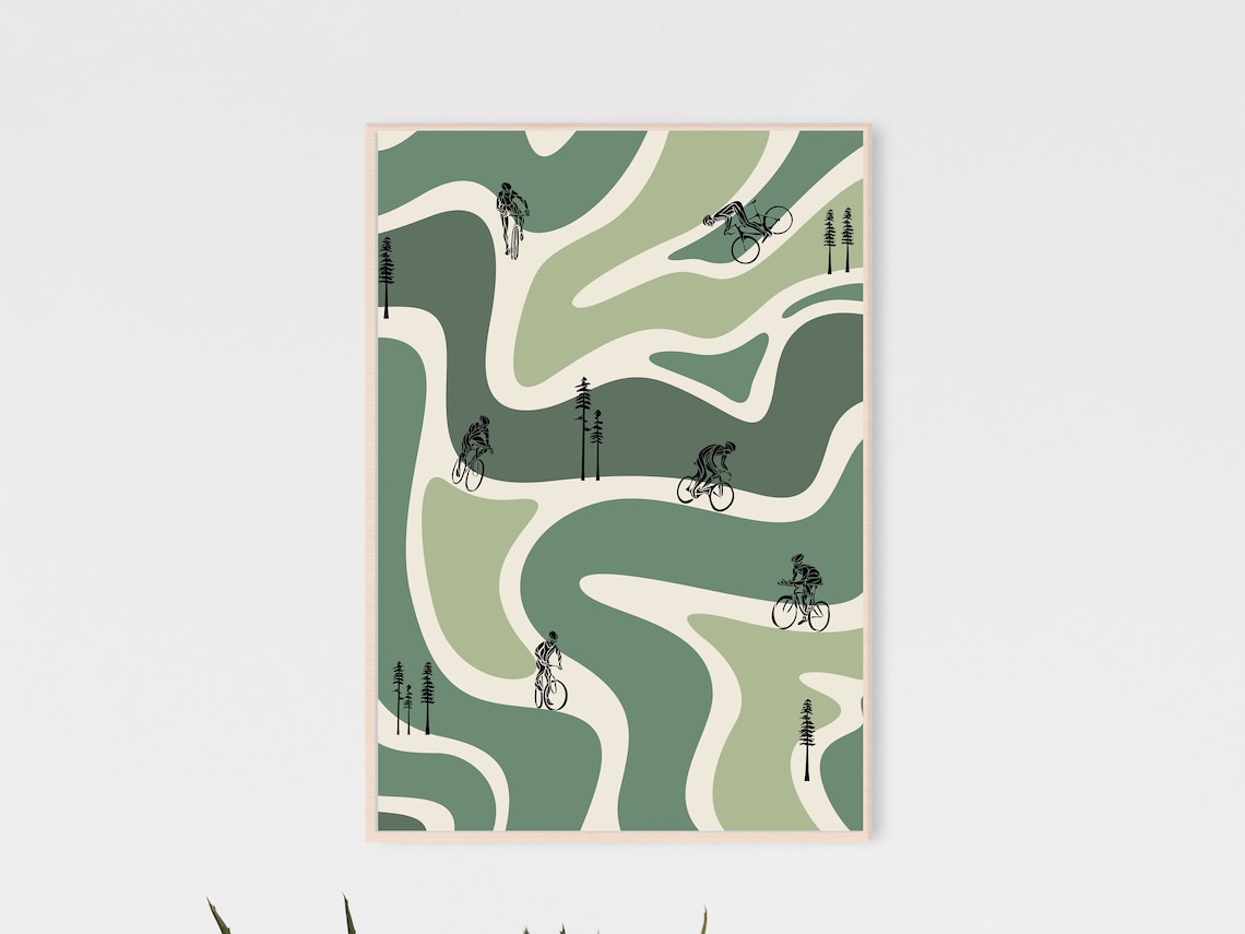 Retro Cycling Wall Art PRINTABLE, Cyclist Graphic Print, Bike Poster ...