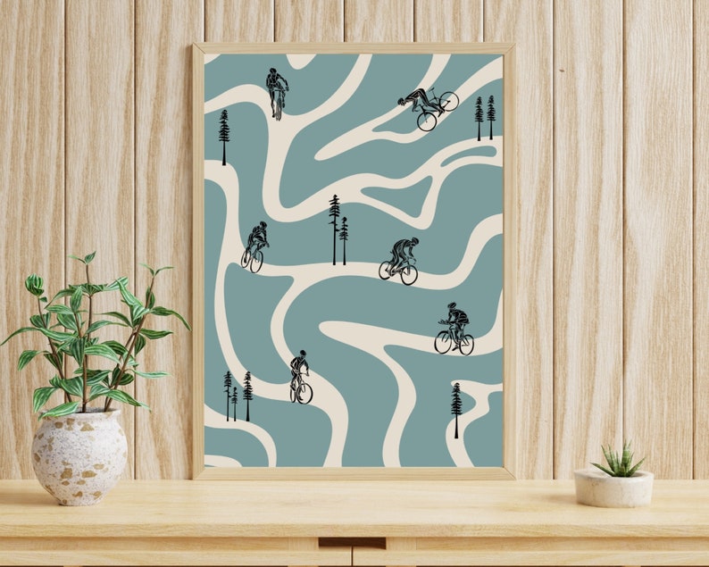 Retro Cycling Wall Art PRINTABLE, Cyclist Graphic Print, Bike Poster ...