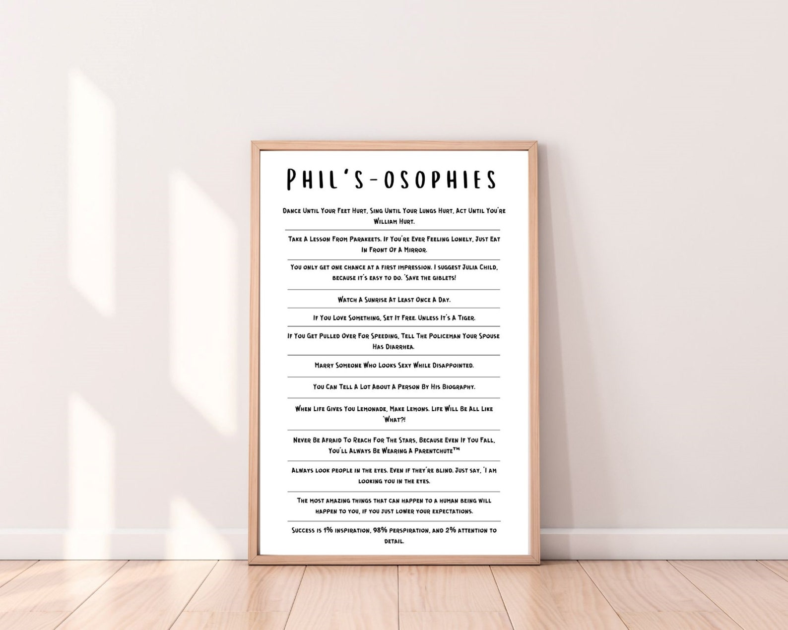 PHIL'S-OSOPHY Printable, Modern Family Phil Dunphy Quotes Print, Phil ...