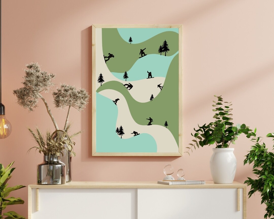 Retro Snowboard Wall Art PRINTABLE, Snowboard Poster, Vintage Snowboard ...