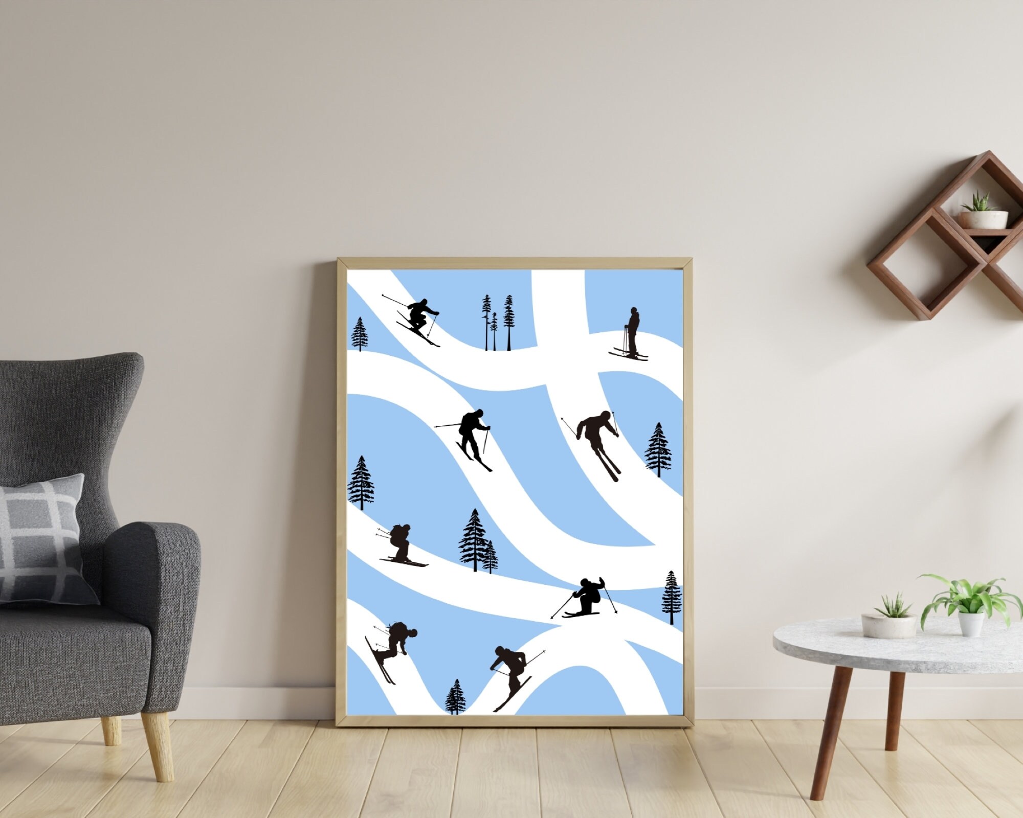 Retro Ski Wall Art PRINTABLE, Wall Art, Graphic Print, Ski Poster ...