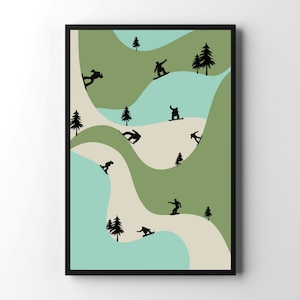 Retro Snowboard Wall Art PRINTABLE, Snowboard Poster, Vintage Snowboard ...