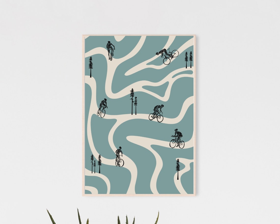 Retro Cycling Wall Art PRINTABLE Cyclist Graphic Print Bike - Etsy