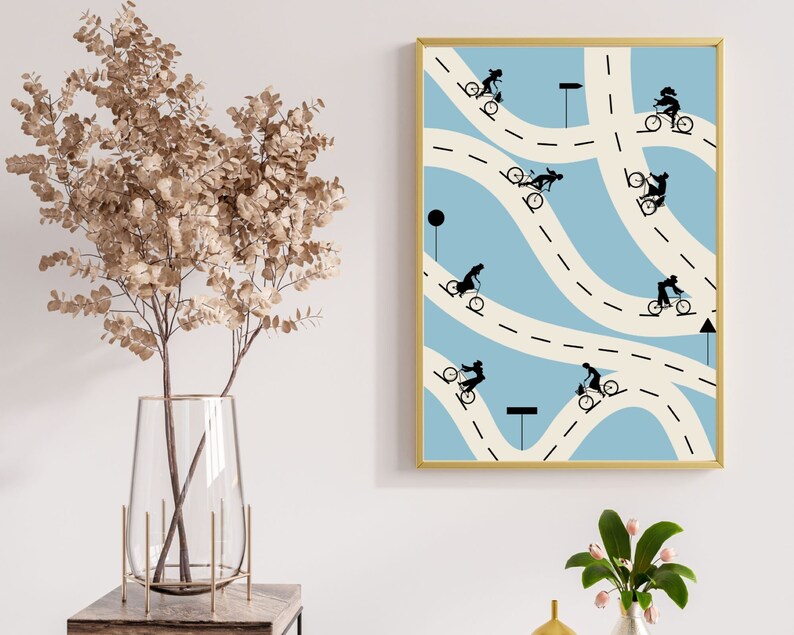 Retro Bike Wall Art PRINTABLE, Graphic Print, Women Bike Poster ...