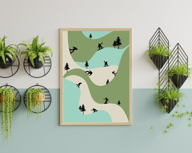 Retro Snowboard Wall Art PRINTABLE, Snowboard Poster, Vintage Snowboard ...