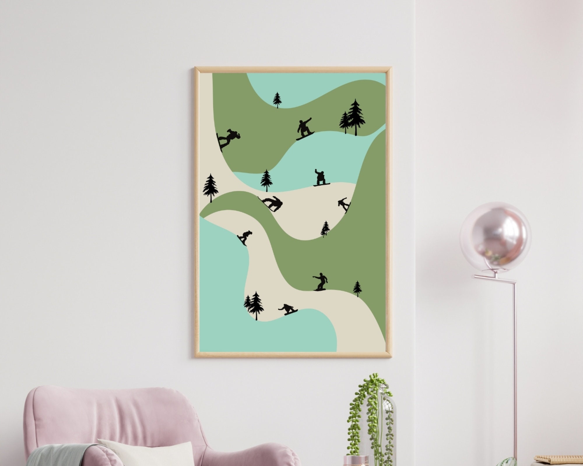 Retro Snowboard Wall Art PRINTABLE, Snowboard Poster, Vintage Snowboard ...