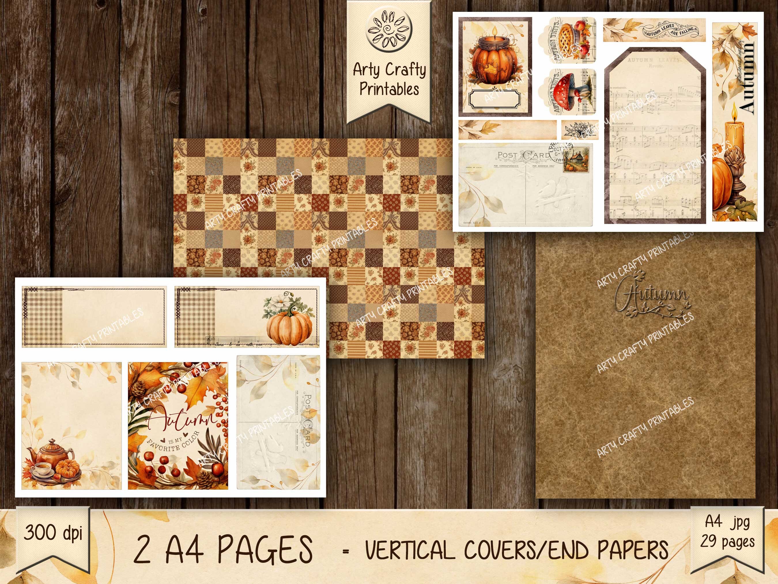 Autumn Tints 29 Page Junk Journal Printable Mini Kit, Fall, Harvest ...