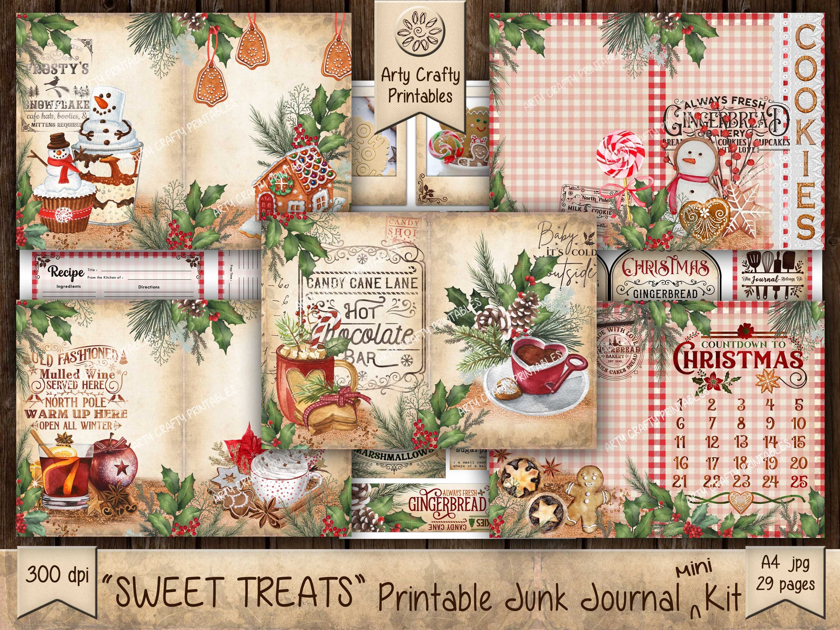 Christmas Sweets and Treats 29 Page Junk Journal Printable Mini Kit ...