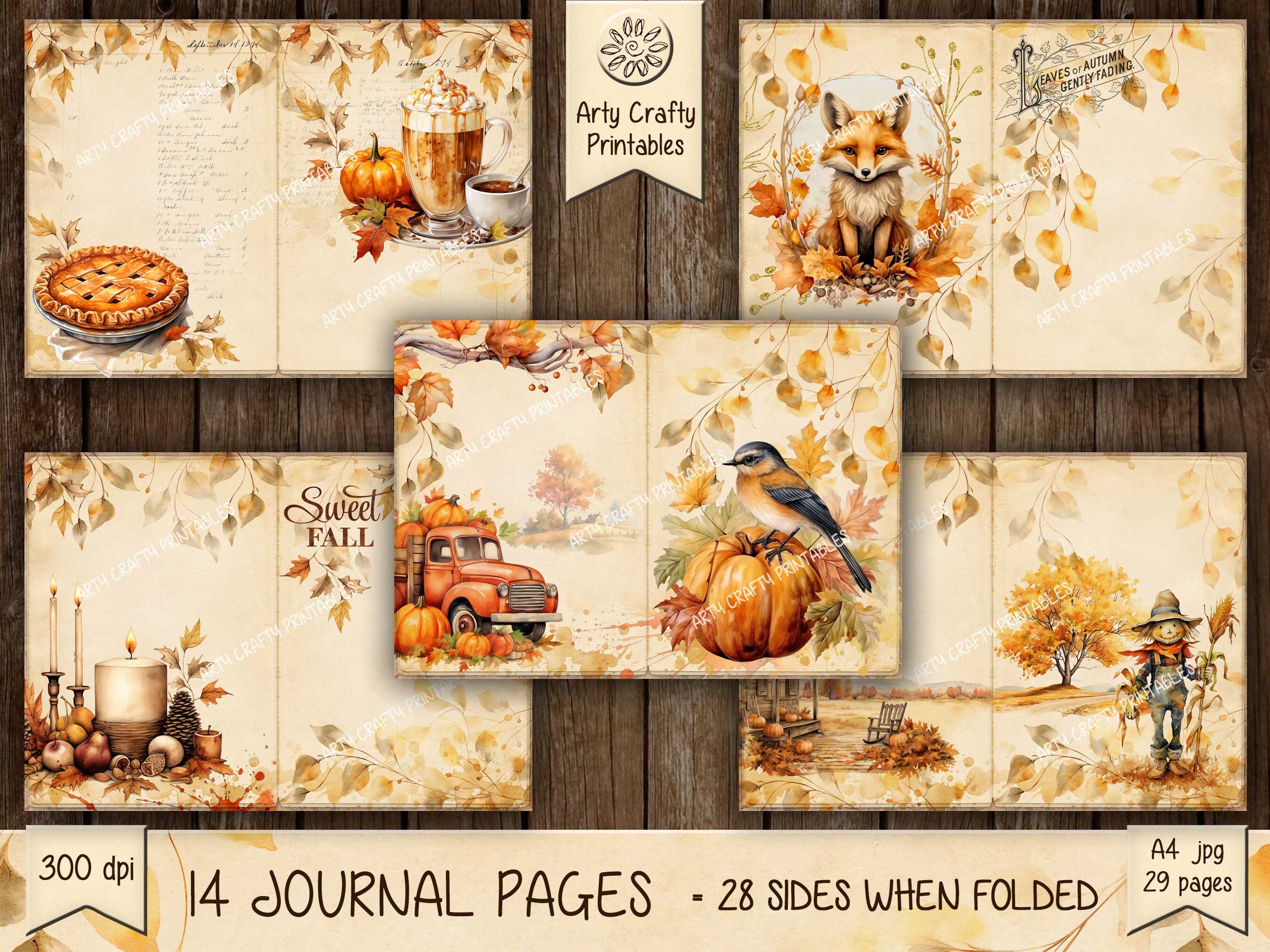 Autumn Tints 29 Page Junk Journal Printable Mini Kit, Fall, Harvest ...