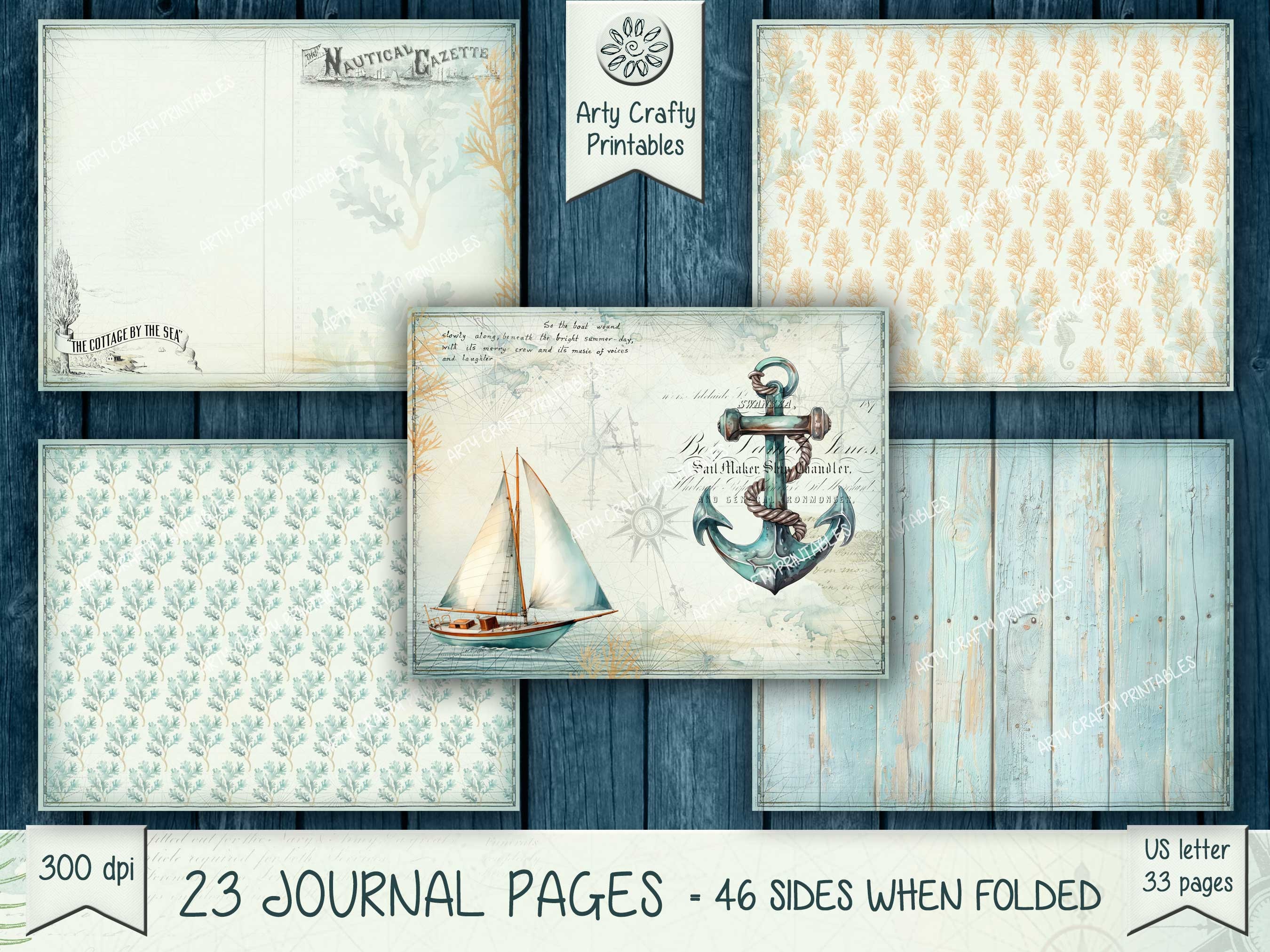Sea Nautical Ocean 33 Page Junk Journal Printable Kit, Coast, Beach ...