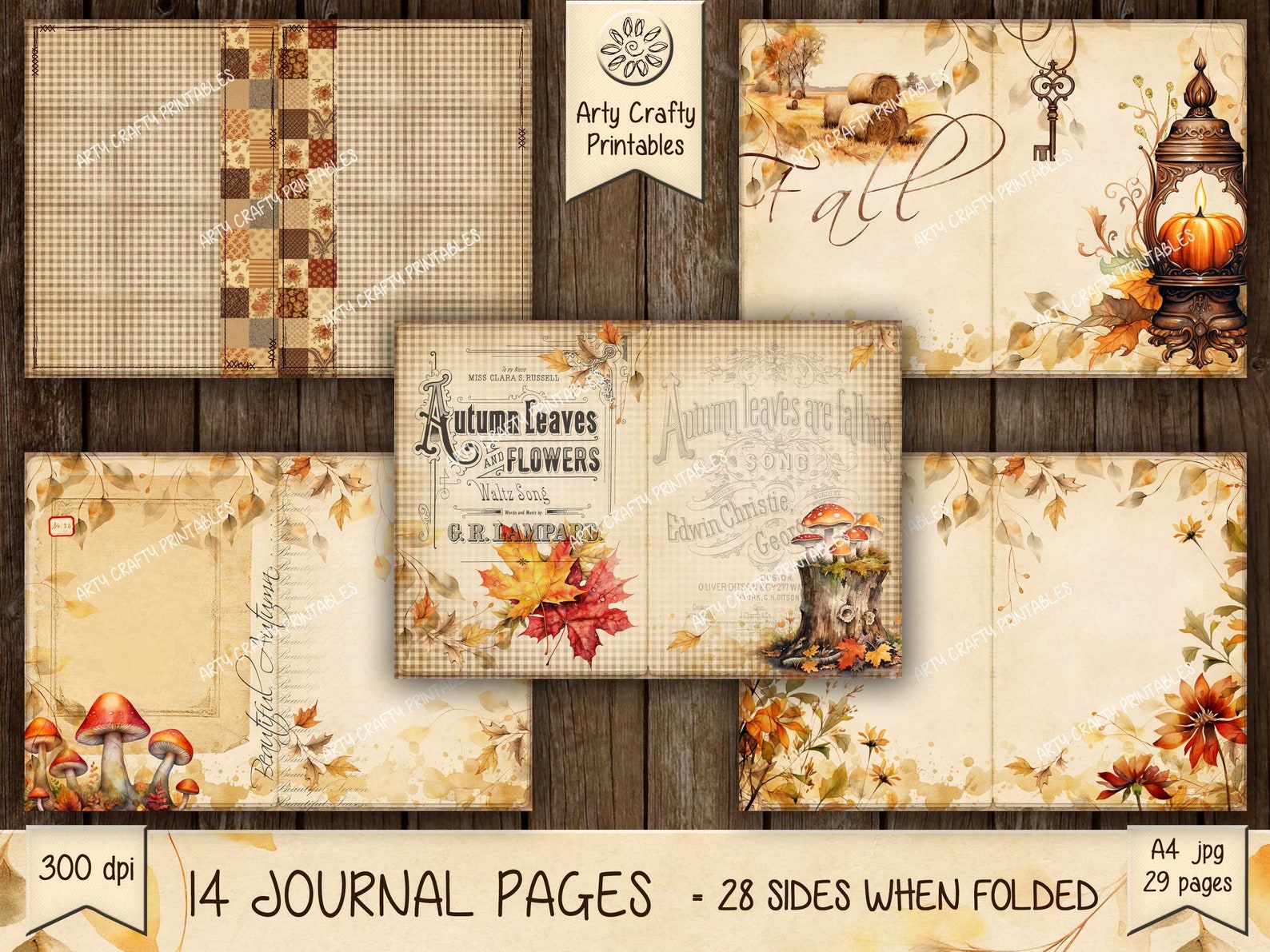 Autumn Tints 29 Page Junk Journal Printable Mini Kit, Fall, Harvest ...