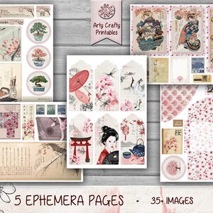 Japanese Sakura Cherry Blossom 25 Page Junk Journal Printable Mini Kit ...