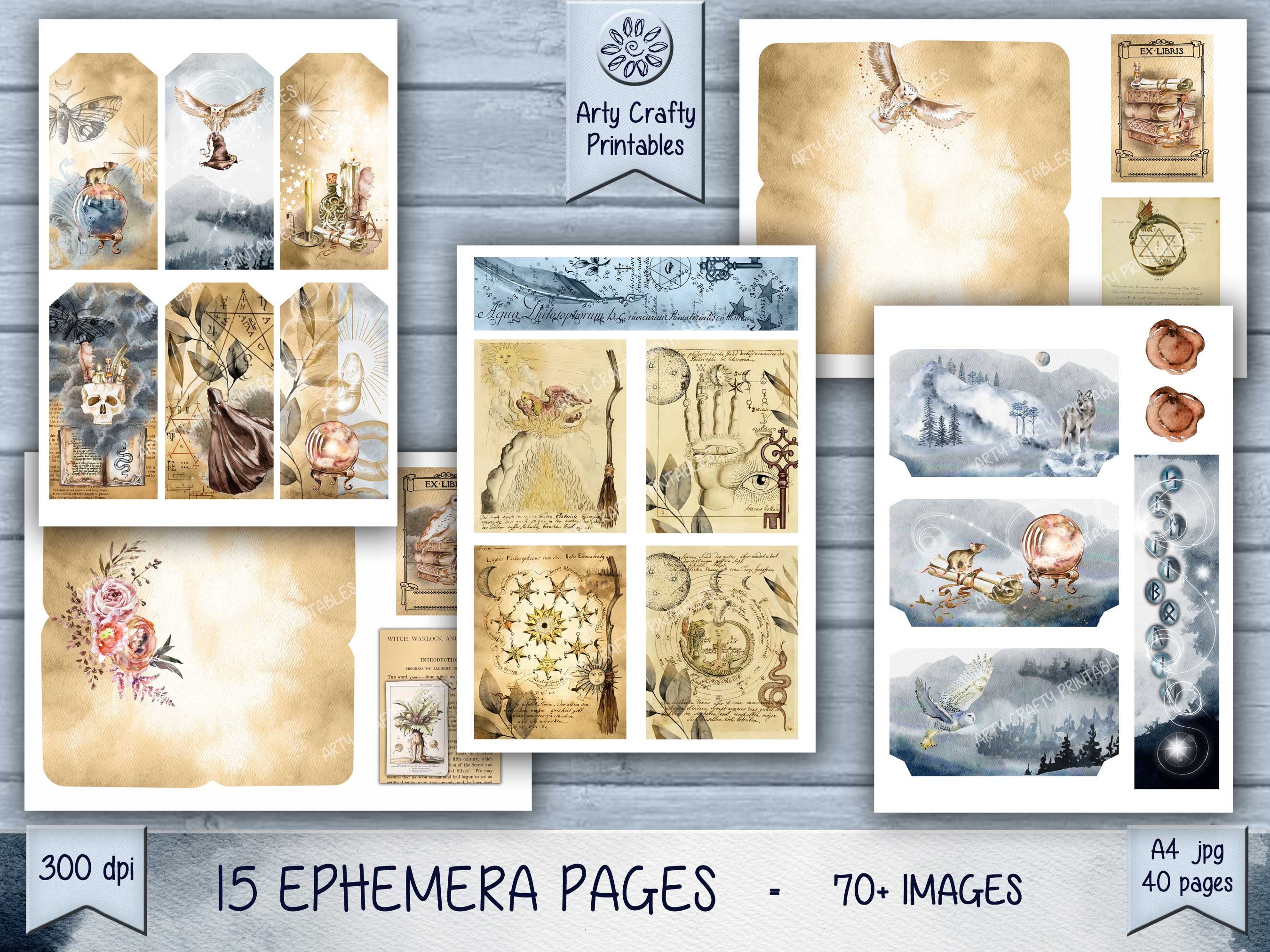 Spellbound 40 Page Junk Journal Printable Kit, Wizard, Witch, Junk ...