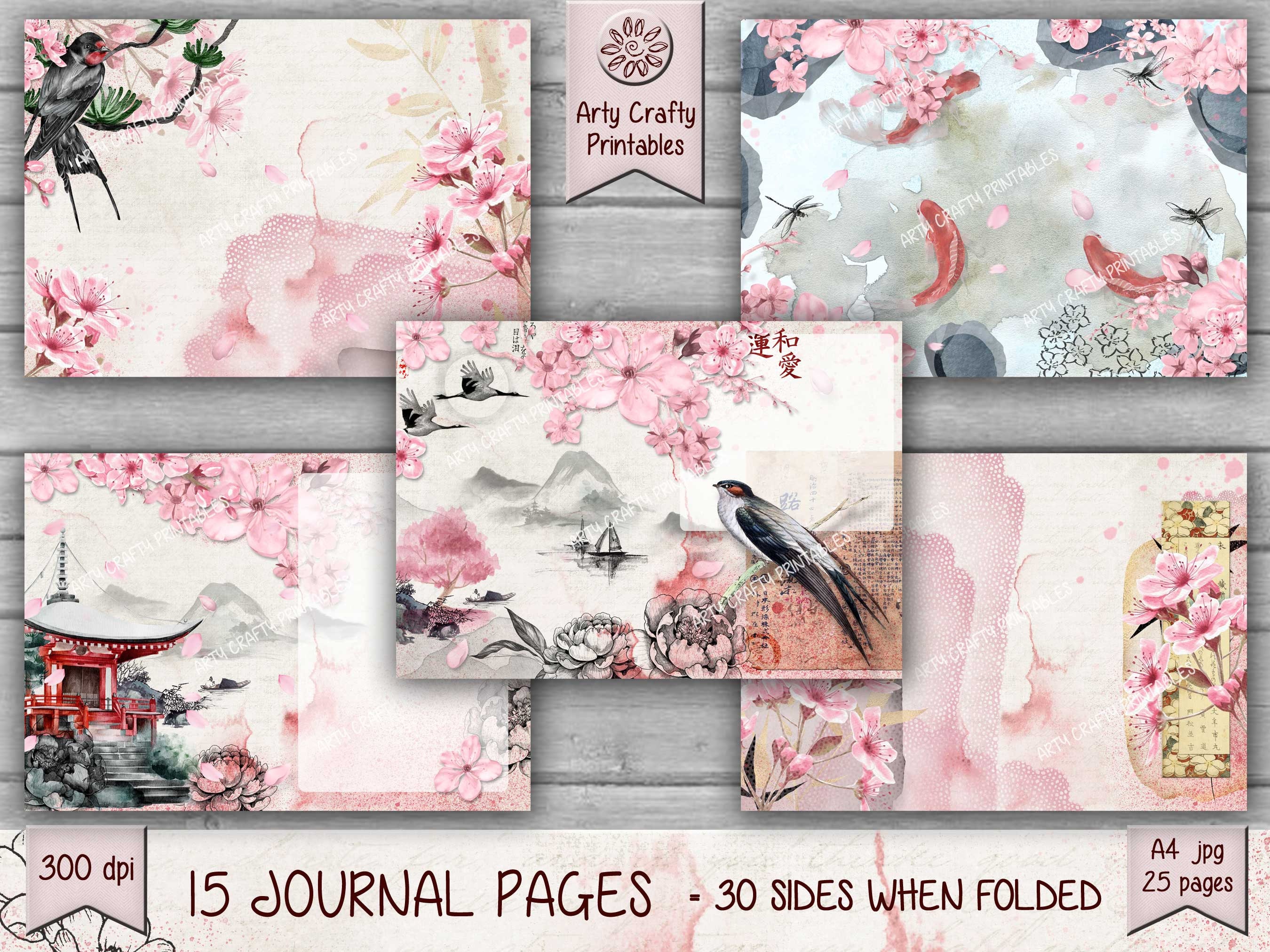 Japanese Sakura Cherry Blossom 25 Page Junk Journal Printable - Etsy