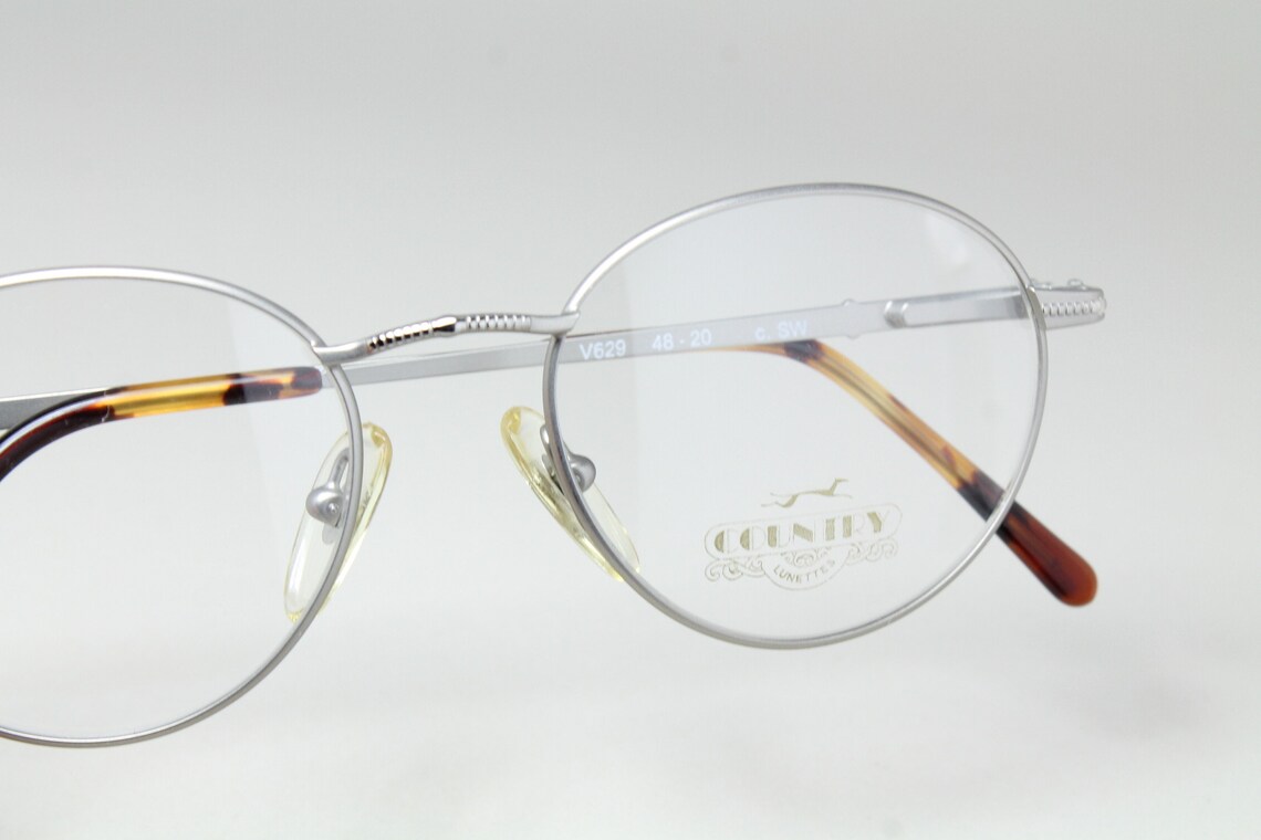 Classic Panto Round COUNTRY V629 SW Silver Rare True Vintage Eyeglasses ...