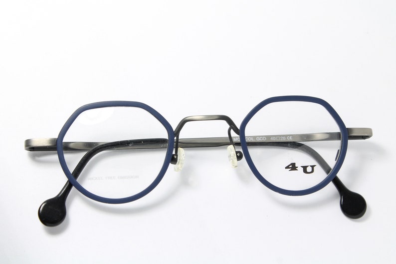4U 5110 GCO Small Lens Blue Vintage Eyeglasses Frame Glasses Lunettes ...